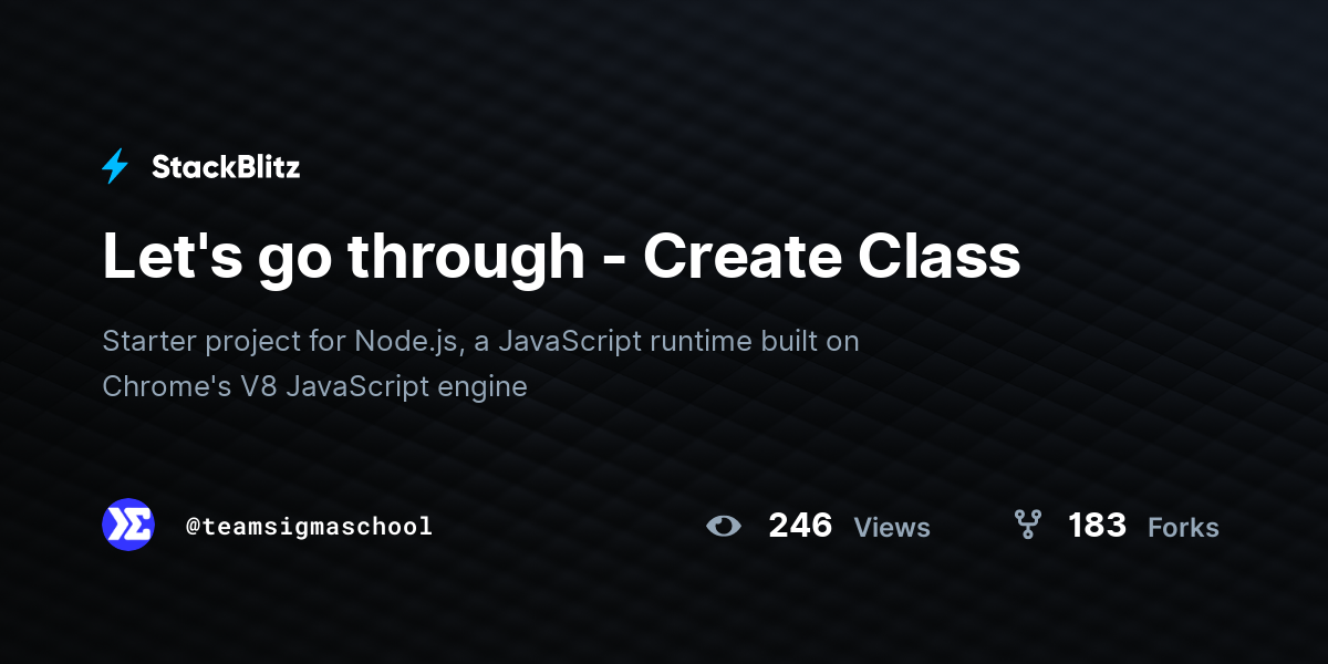 Let's go through - Create Class - StackBlitz
