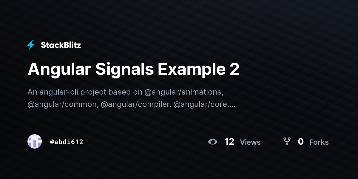 Angular Signals Example 2 - StackBlitz