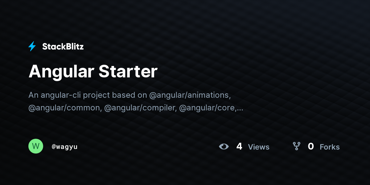 Angular Starter - StackBlitz