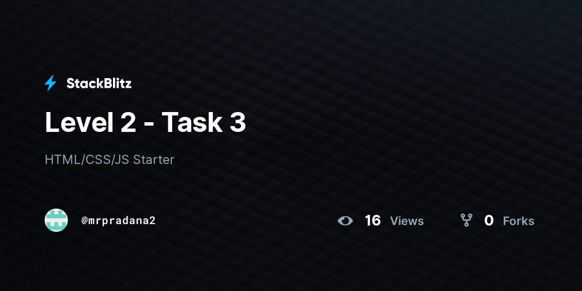 Level 2 - Task 3 - StackBlitz