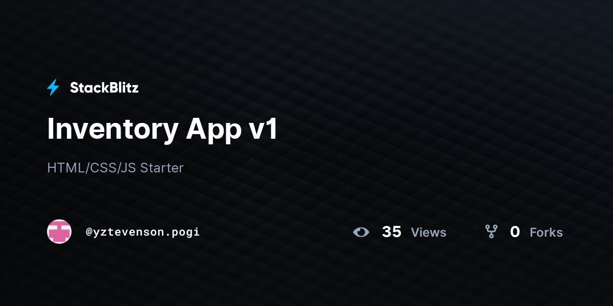 Inventory App v1 - StackBlitz