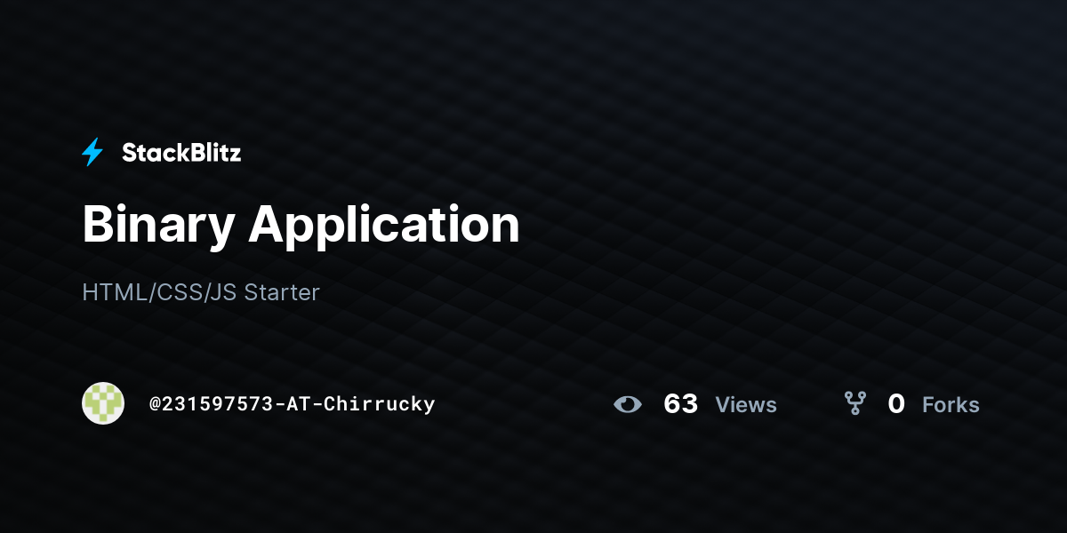 Binary Application - StackBlitz