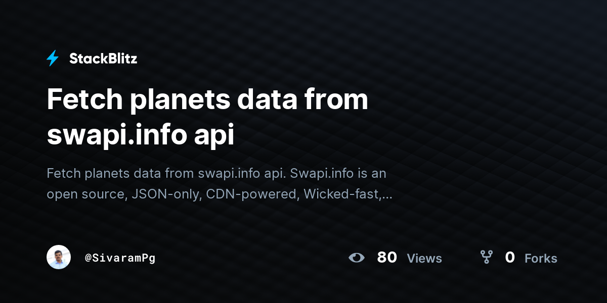 Fetch planets data from swapi.info api - StackBlitz