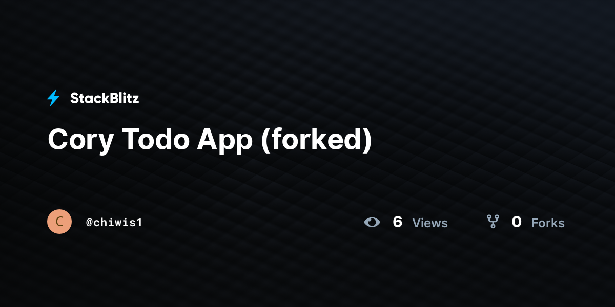 Cory Todo App (forked) - StackBlitz
