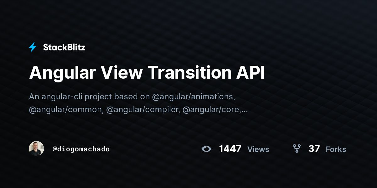 Angular View Transition API - StackBlitz