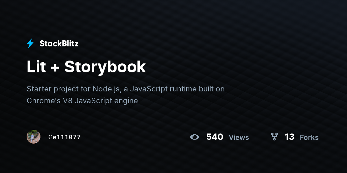 Lit + Storybook - StackBlitz