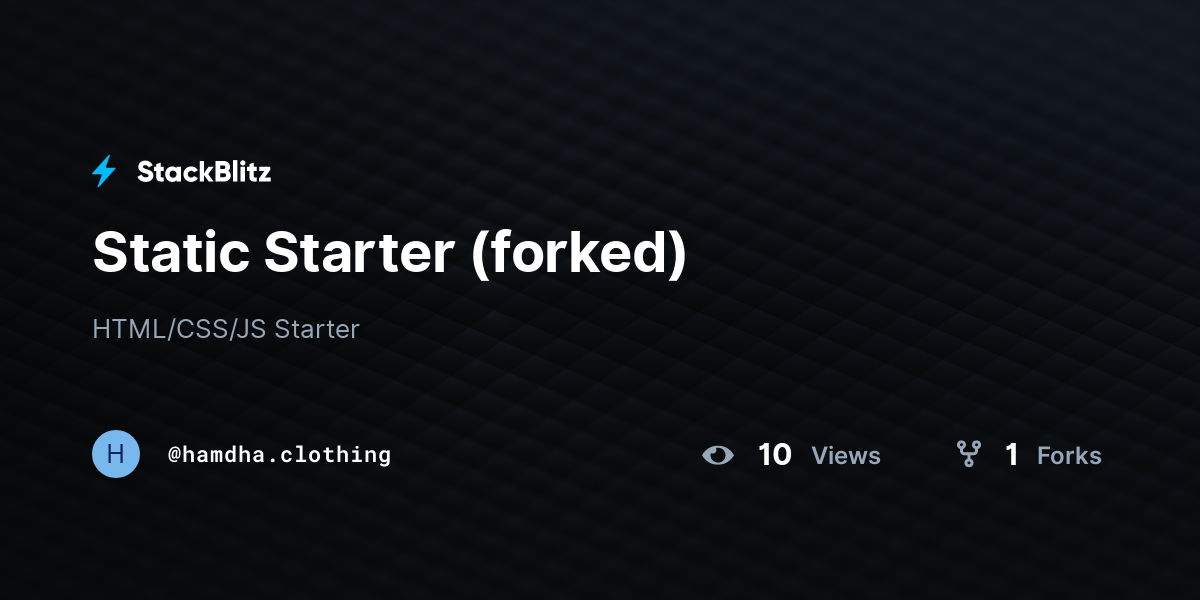 Static Starter Forked Stackblitz