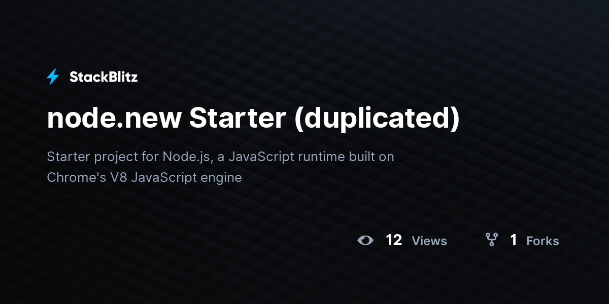 Node New Starter Duplicated Stackblitz