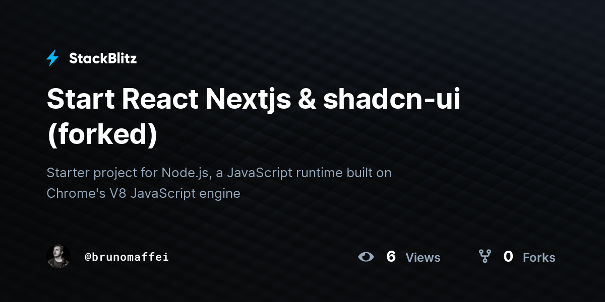 Start React Nextjs & shadcn-ui (forked) - StackBlitz