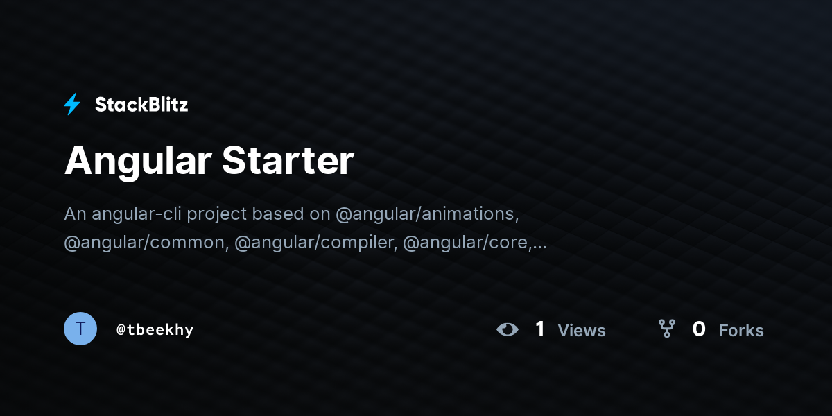 Angular Starter - StackBlitz
