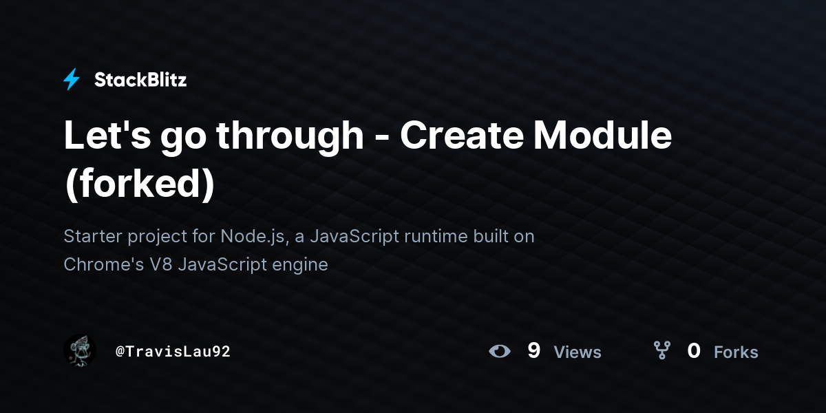 Let's go through - Create Module (forked) - StackBlitz Let's go through - Create Module (forked) - StackBlitz