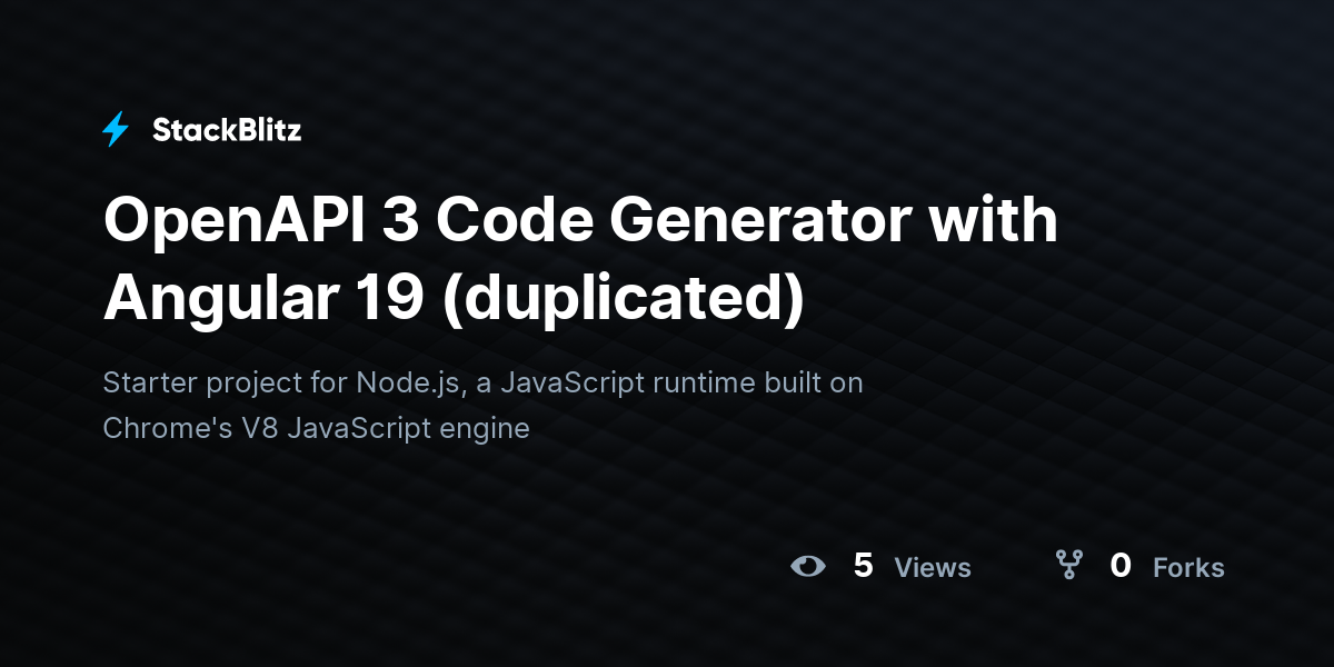 OpenAPI 3 Code Generator with Angular 19 (duplicated) - StackBlitz
