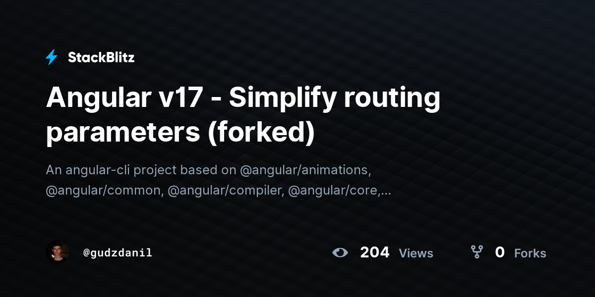 Angular v17 - Simplify routing parameters (forked) - StackBlitz