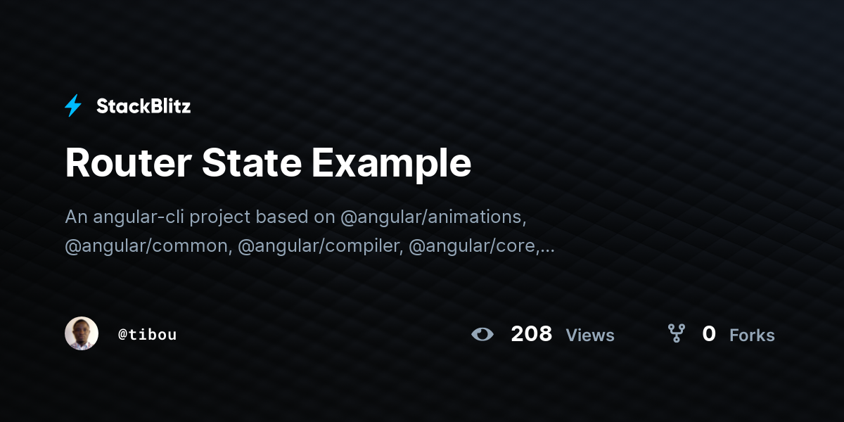 Router State Example - StackBlitz