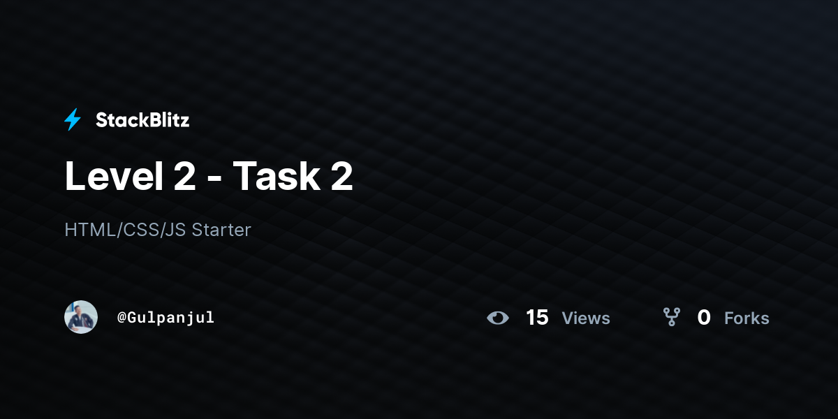 Level 2 - Task 2 - StackBlitz