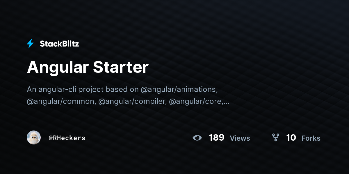 Angular Starter - StackBlitz