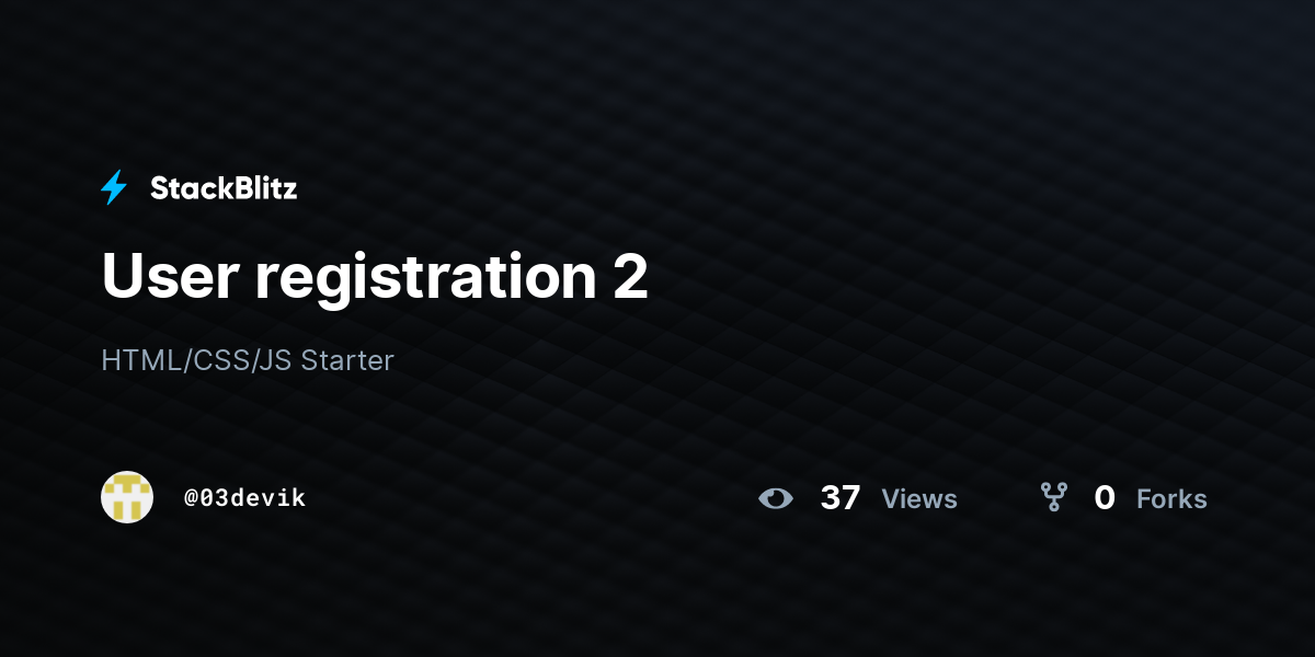 User registration 2 - StackBlitz