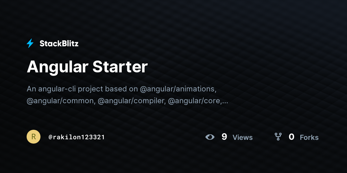 Angular Starter - StackBlitz
