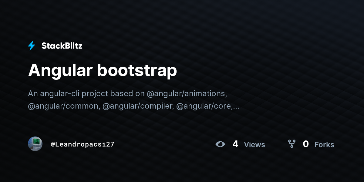 Angular bootstrap - StackBlitz