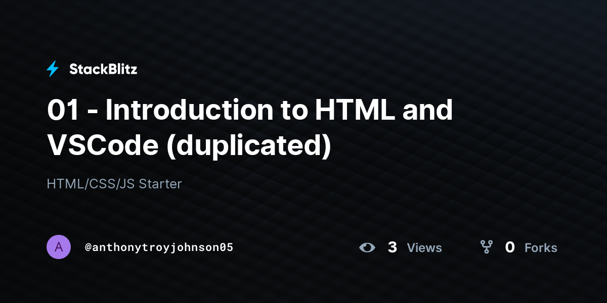 01 - Introduction to HTML and VSCode (duplicated) - StackBlitz