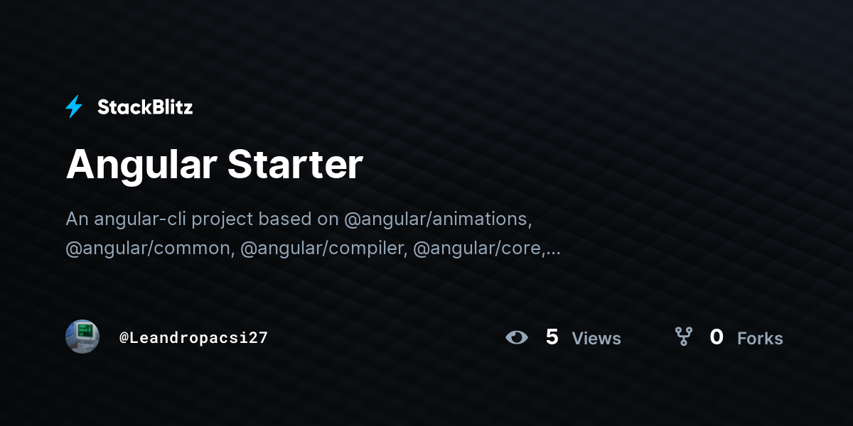 Angular Starter - StackBlitz
