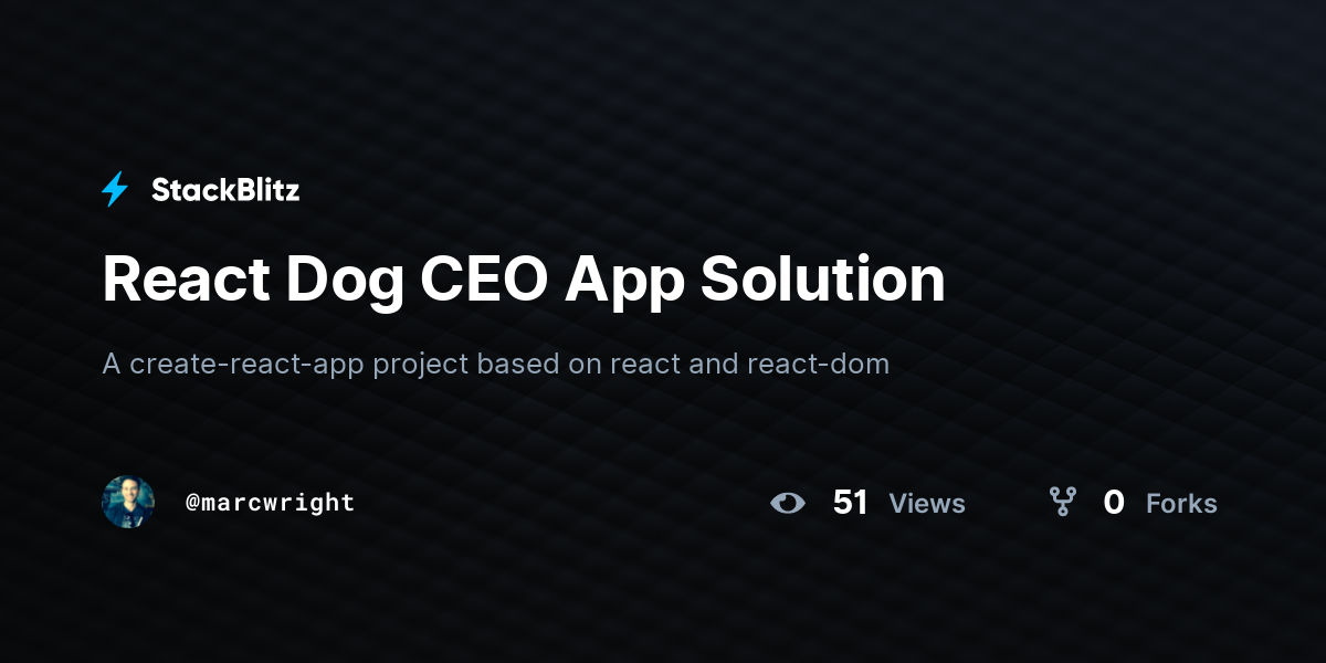 React Dog CEO App Solution - StackBlitz