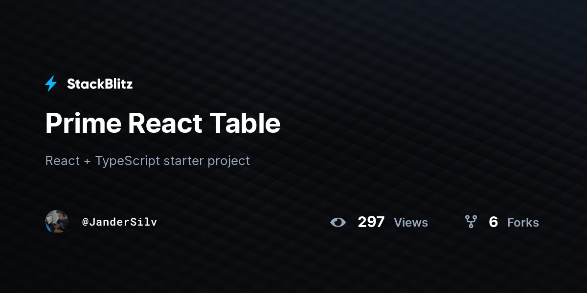 Prime React Table - StackBlitz