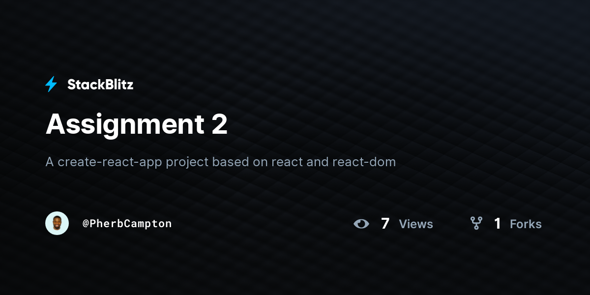 Assignment 2 - StackBlitz