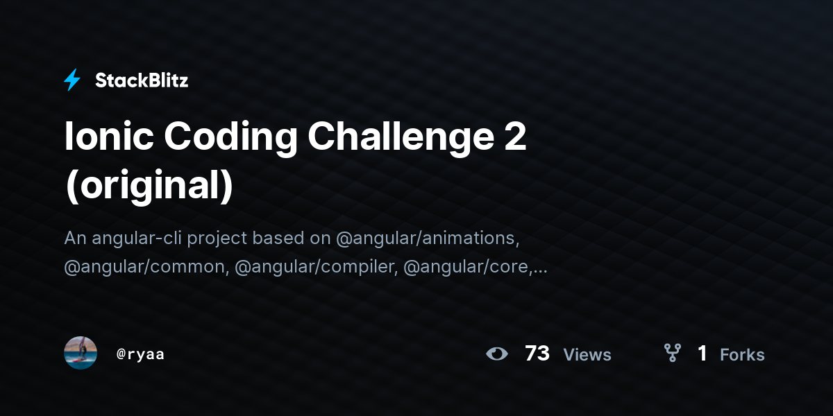 Ionic Coding Challenge 2 Original Stackblitz 0242
