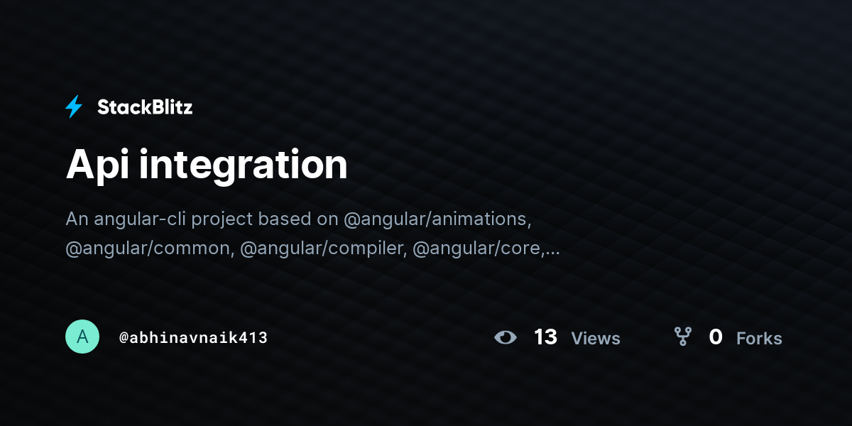 Api integration - StackBlitz