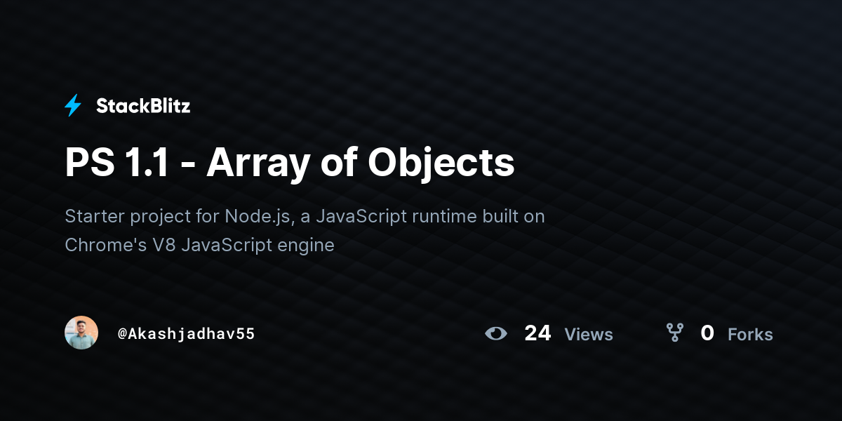 PS 1.1 - Array of Objects - StackBlitz