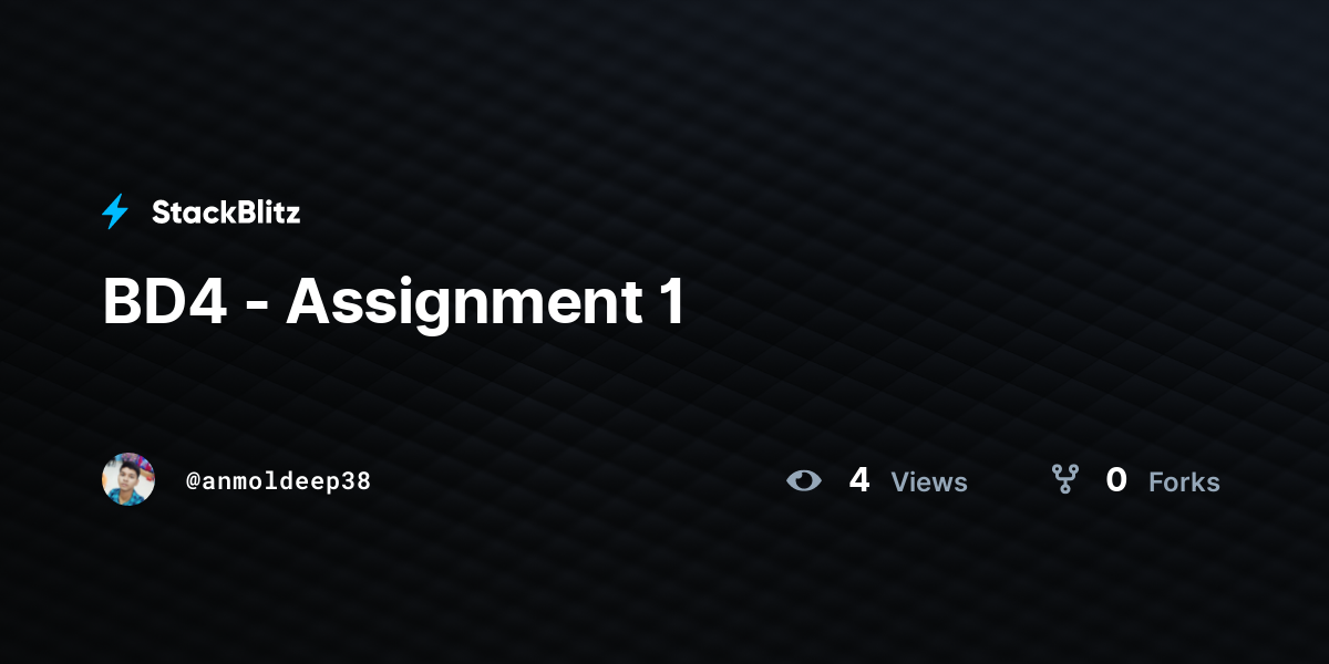 Bd4 Assignment 1 Stackblitz