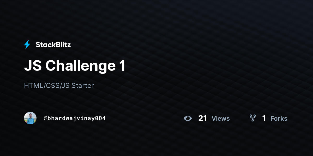 JS Challenge 1 - StackBlitz