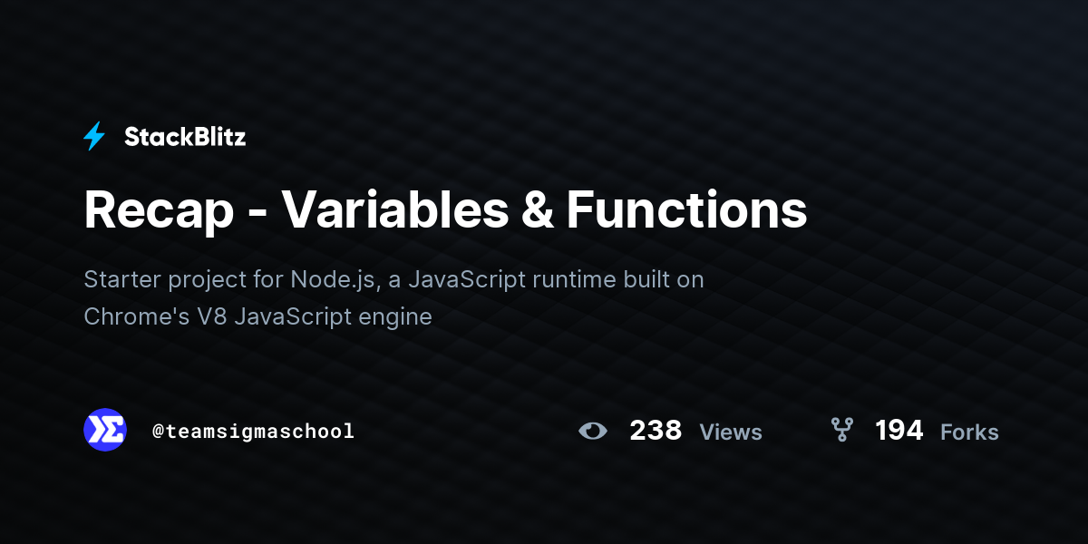 Recap - Variables & Functions - StackBlitz