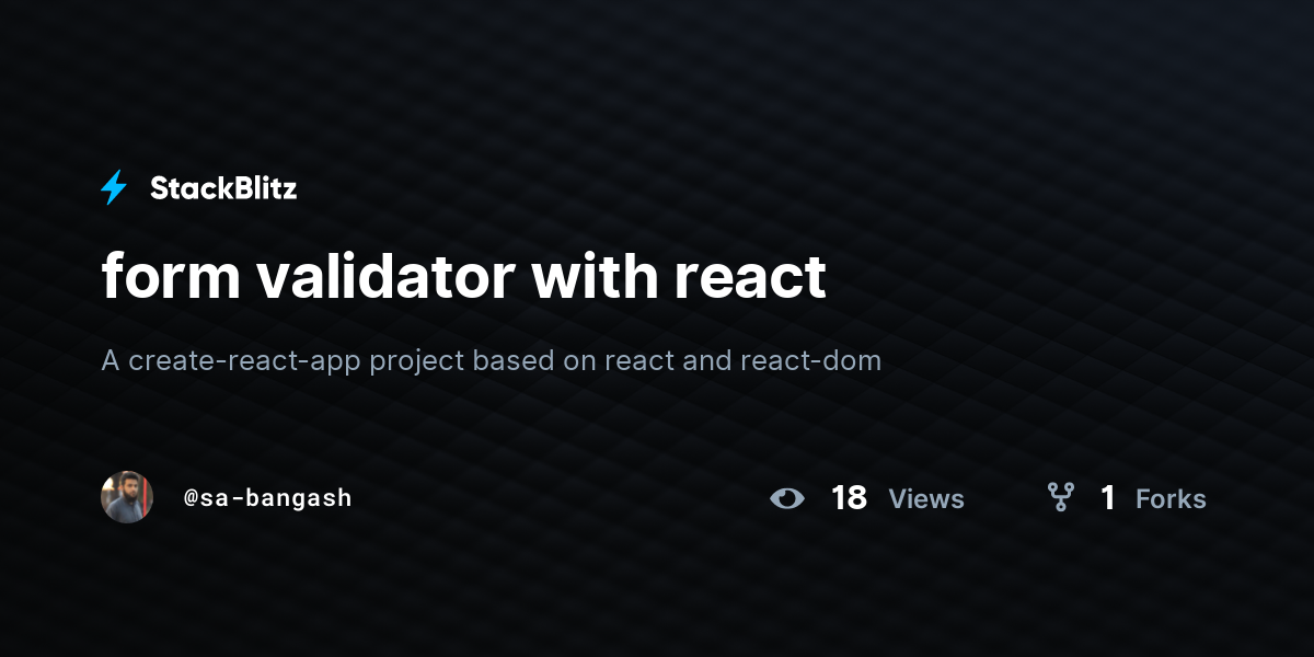 form validator with react - StackBlitz