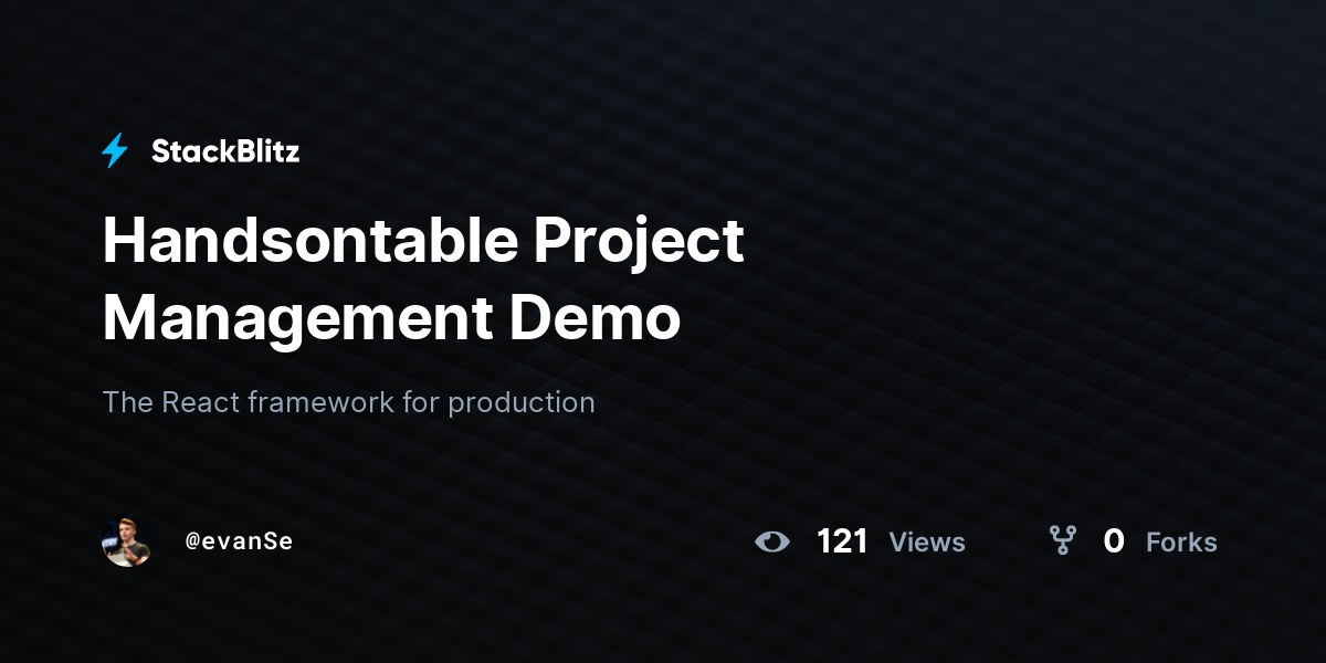 Handsontable Project Management Demo Stackblitz