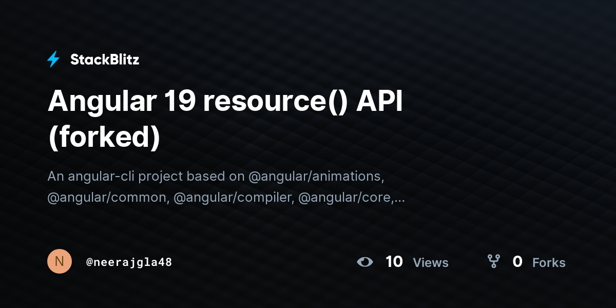 Angular 19 resource() API (forked) - StackBlitz
