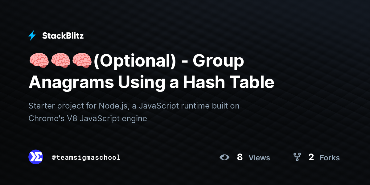 🧠🧠🧠(Optional) - Group Anagrams Using a Hash Table - StackBlitz