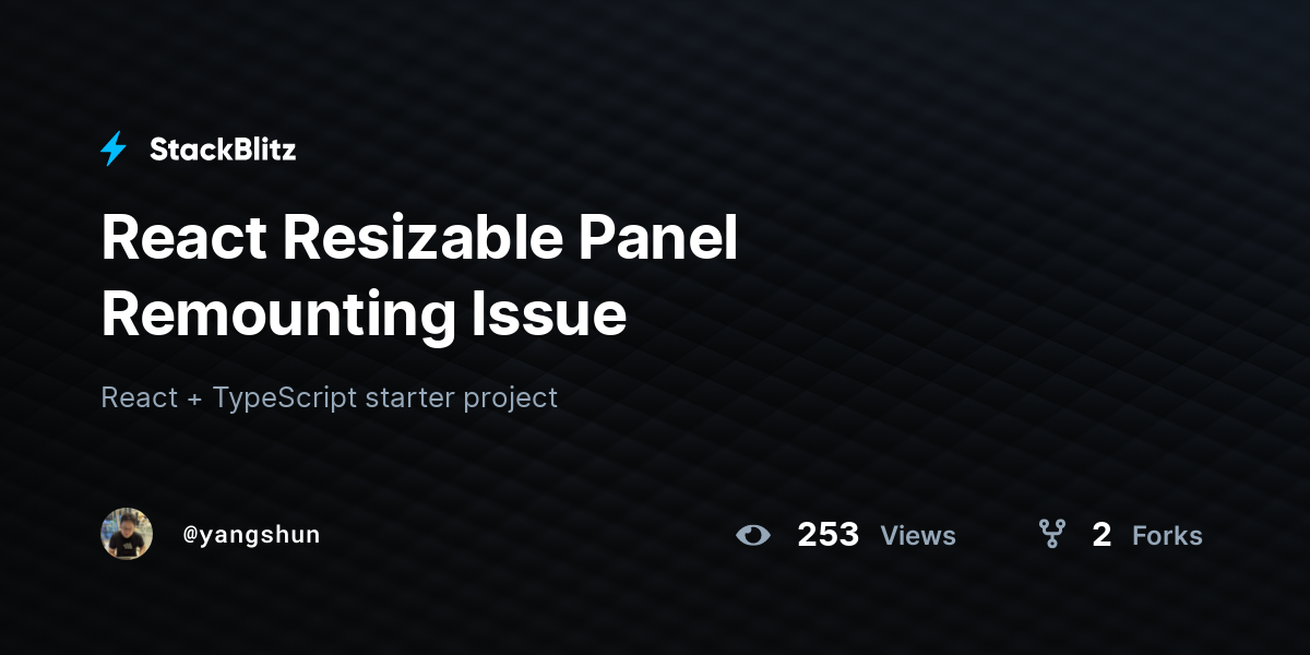 React Resizable Panel Remounting Issue - StackBlitz