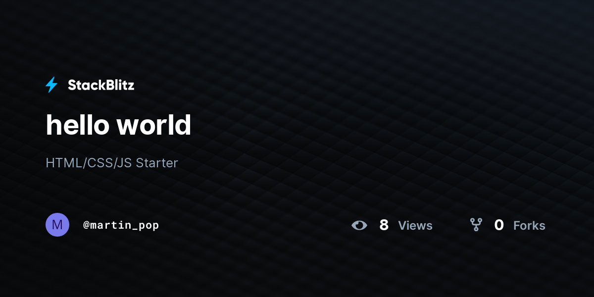 Hello World Stackblitz