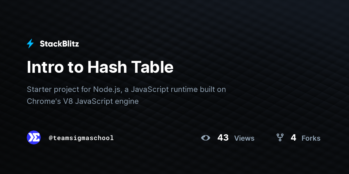 Intro to Hash Table - StackBlitz