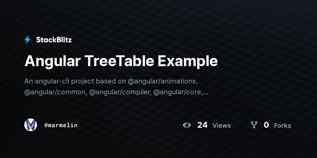 Angular TreeTable Example - StackBlitz