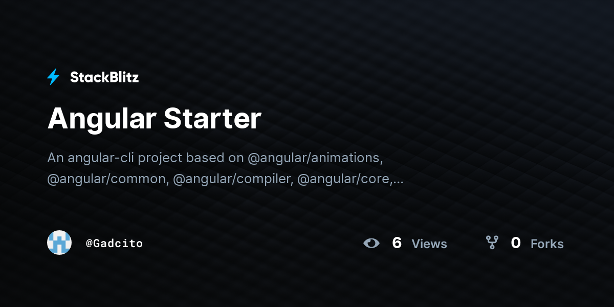 Angular Starter - StackBlitz