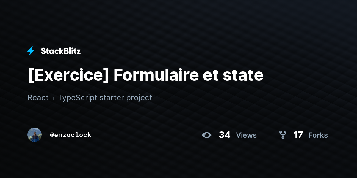 [Exercice] Formulaire et state - StackBlitz