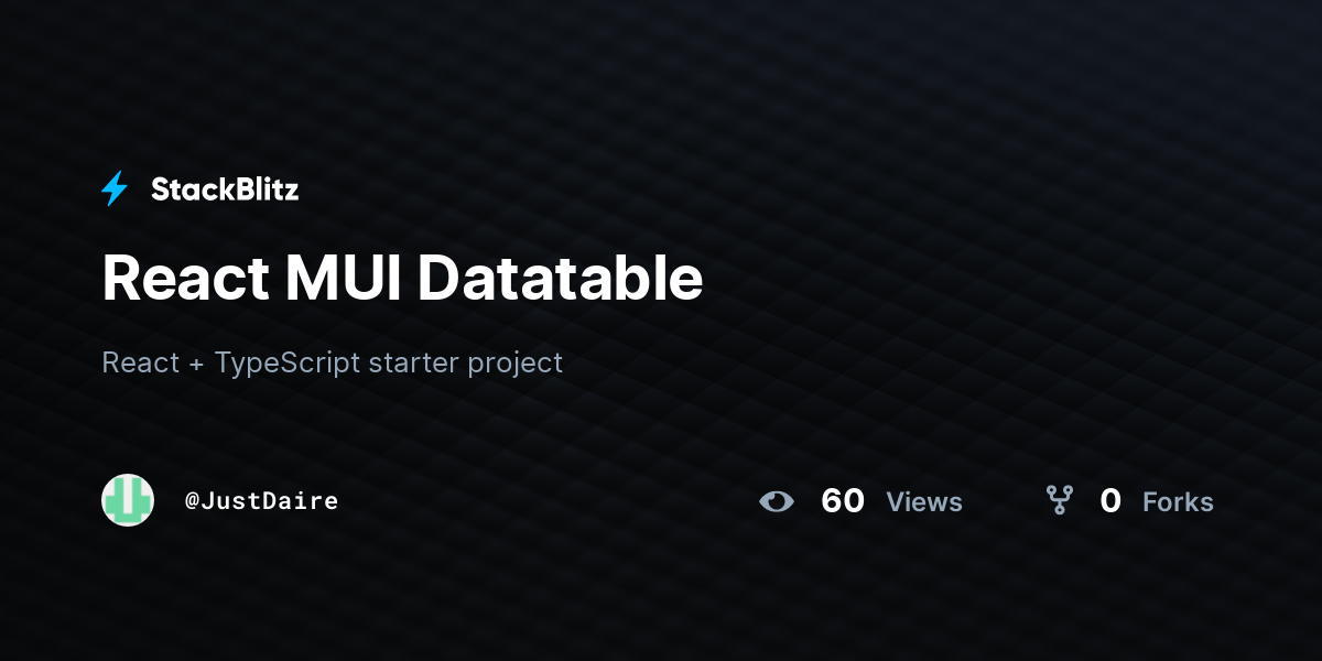 React MUI Datatable - StackBlitz