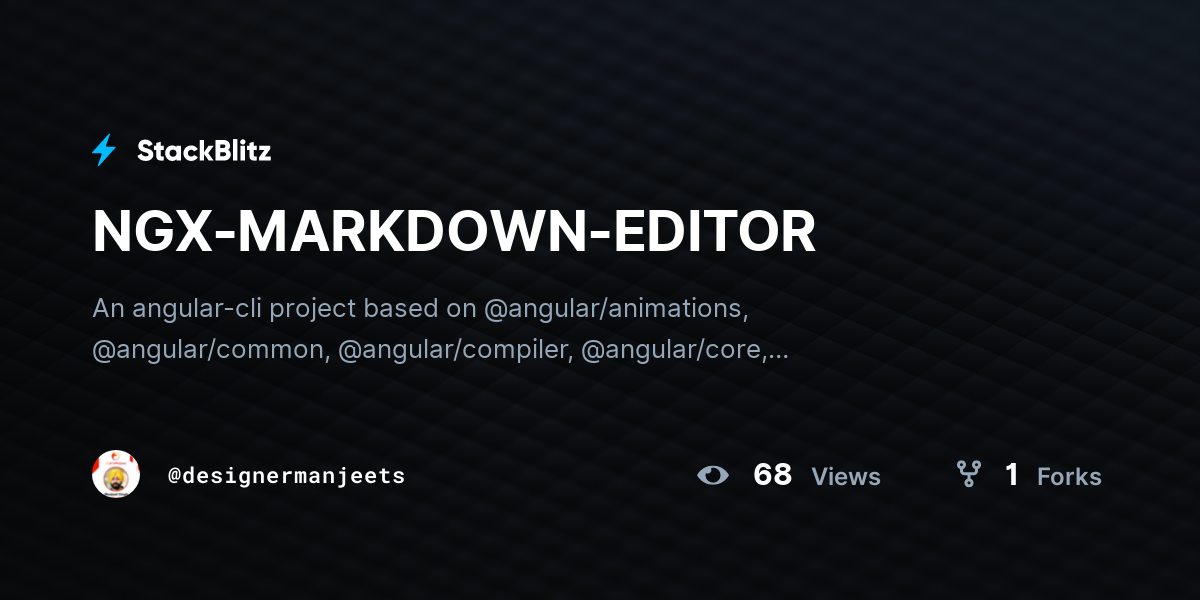 NGX-MARKDOWN-EDITOR - StackBlitz