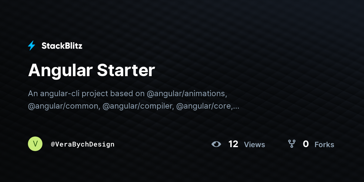 Angular Starter - StackBlitz
