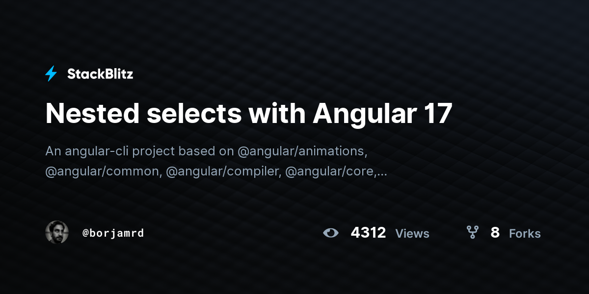 Nested selects with Angular 17 - StackBlitz