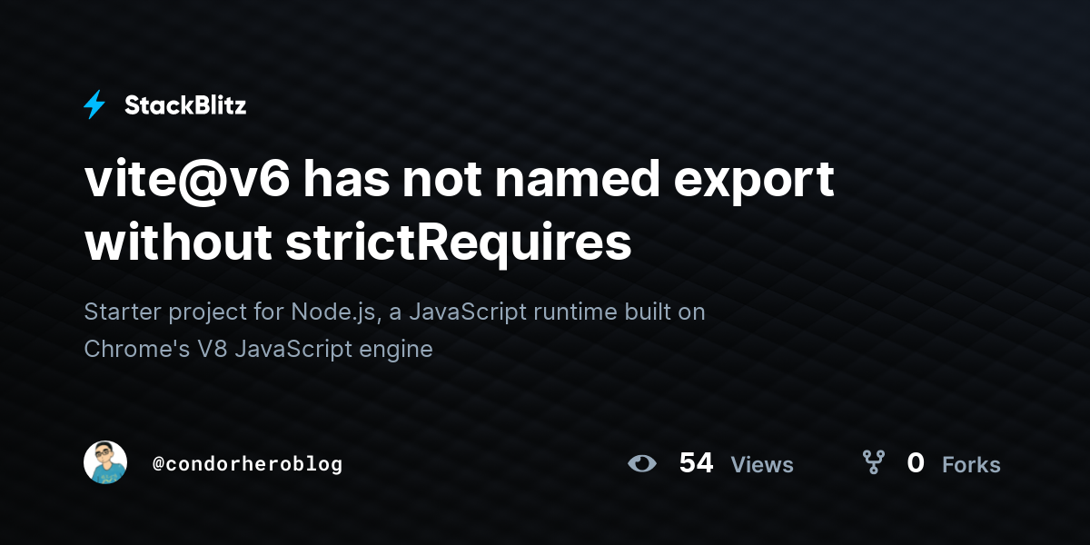 vite@v6 has not named export without strictRequires - StackBlitz vite@v6 has not named export without strictRequires - StackBlitz