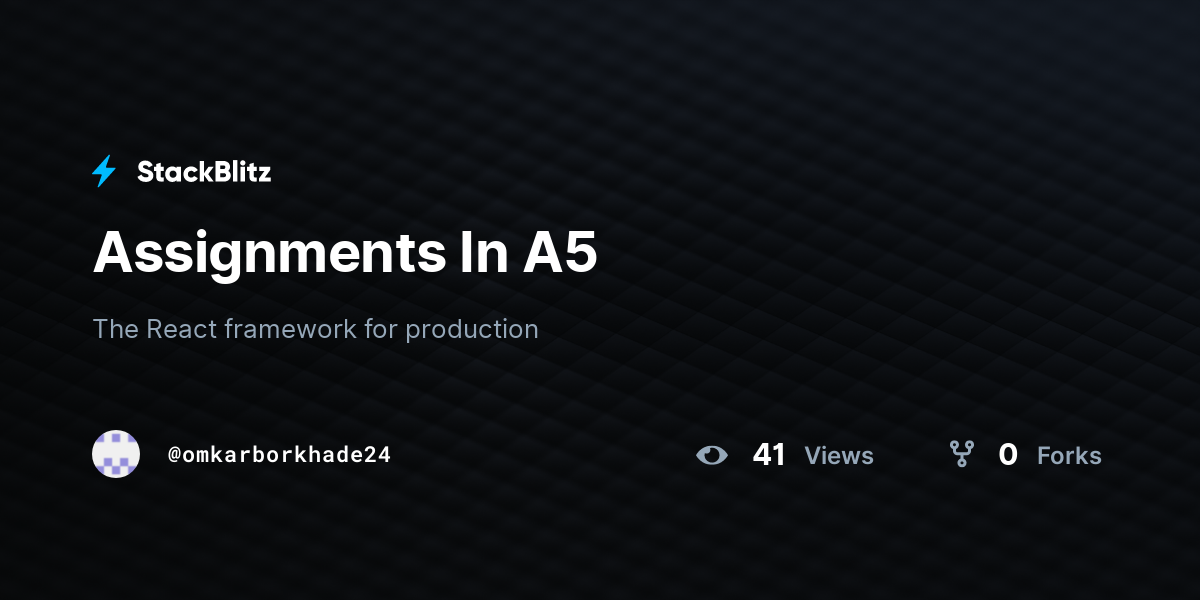 Assignments In A5 - StackBlitz